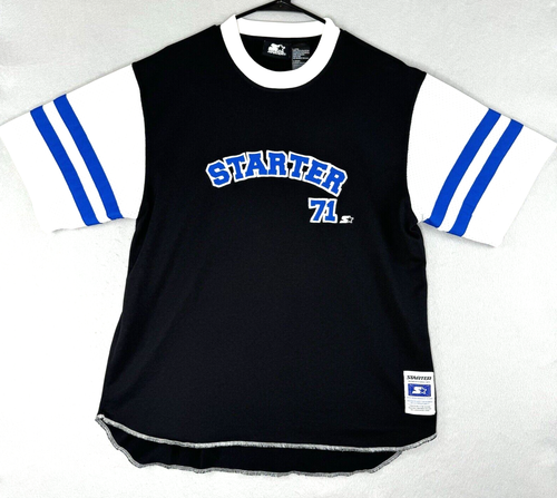 Vintage Starter 71 Jersey Shirt Men's Large Black White Short Sleeves ...