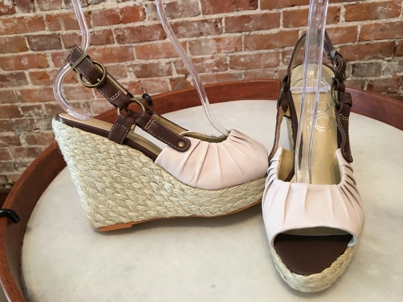 Paco Gil Off White Pleated Leather Slingback Wedge Sandal NEW | eBay