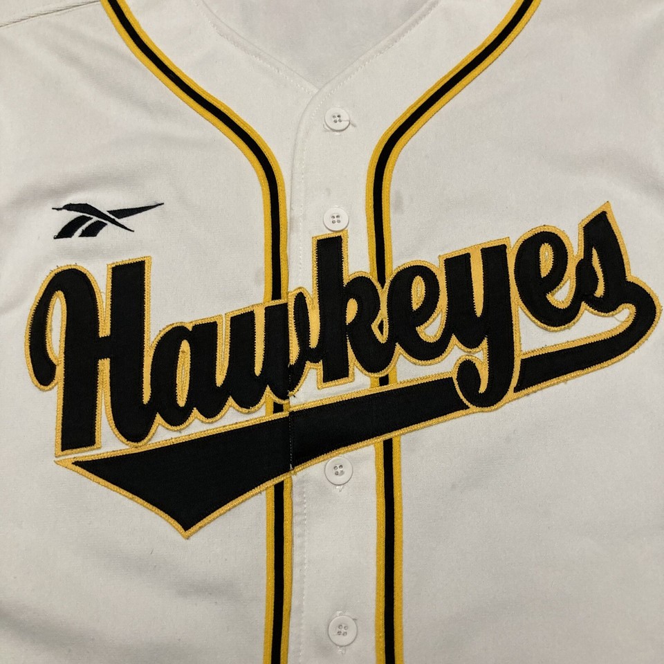 VTG Iowa Hawkeyes Baseball Jersey NCAA Reebok Size 48 Made in USA White ...