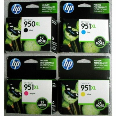Set 4 New Genuine Factory Sealed OEM HP 950XL 951XL Inkjet Cartridges ...