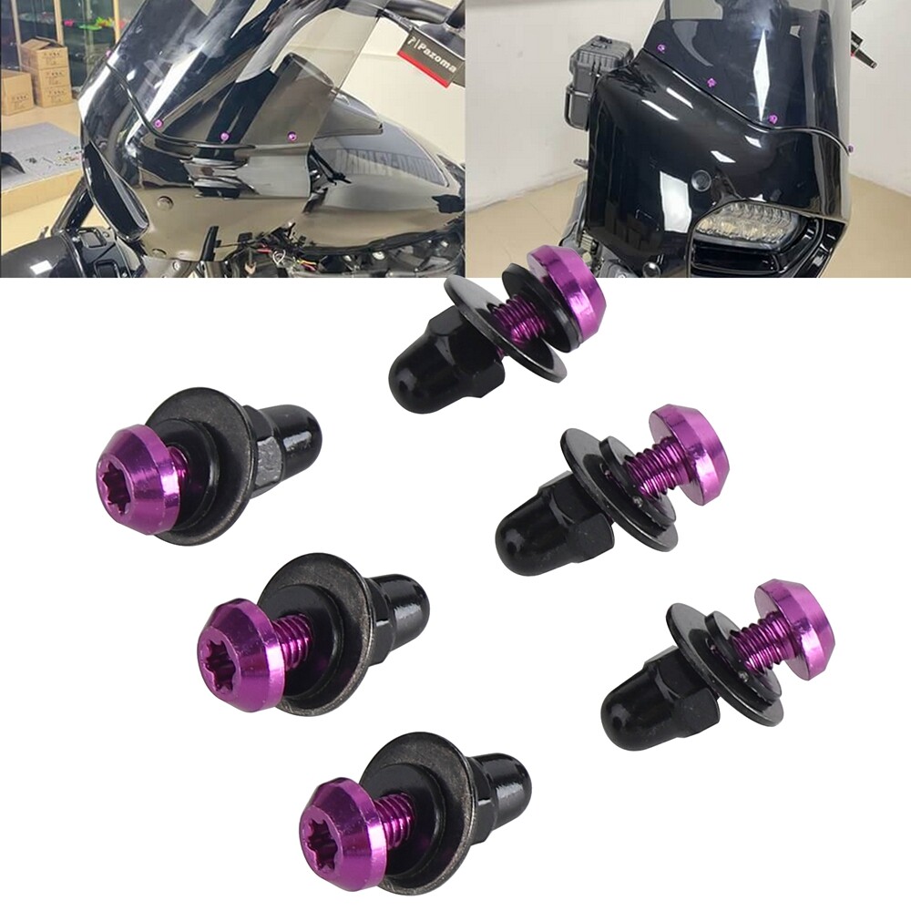 Motorcycle Windshield Bolt Kit CNC Screen Bolt Kit 6pc KV435