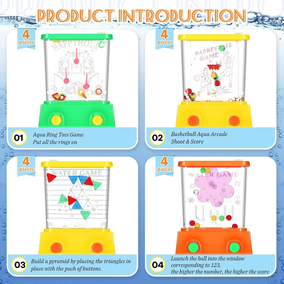 16Pcs Handheld Water Game Arcade Ring Toss Water Tables for Beach Toy ...