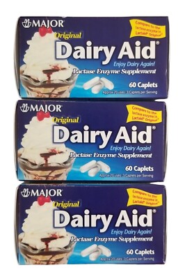 Dairy Aid Lactase 3000 ORIGINAL STRENGTH 60 Caplets ( 3 pack ) ^ | eBay