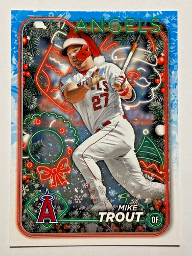 2024 Topps Holiday Baseball #H27 MIKE TROUT Santa Hat Image Variation ...