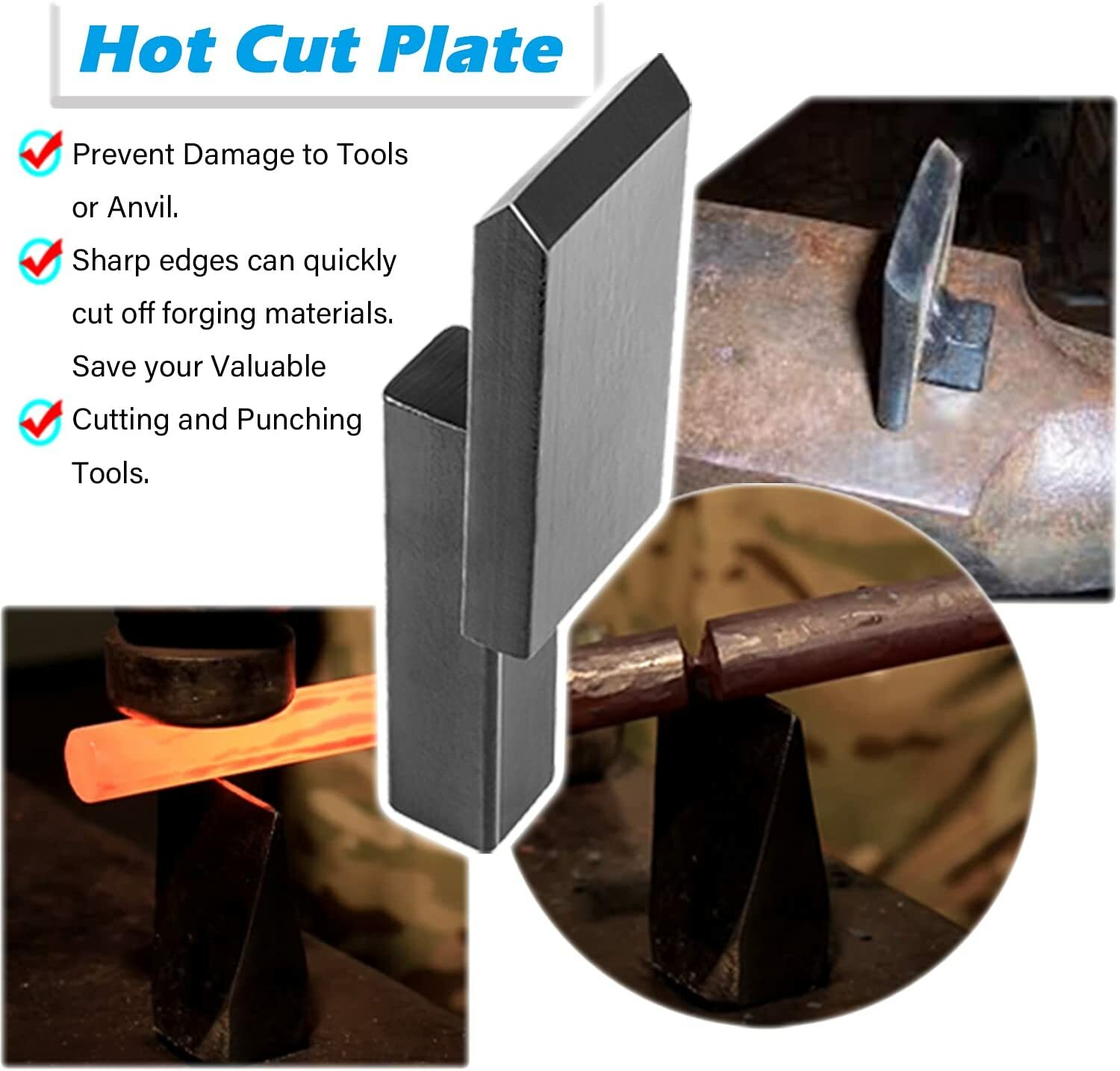 1 inch Blacksmith Anvil Hardy Tool Set, Hot Cut, Creasing Stake, Spring ...