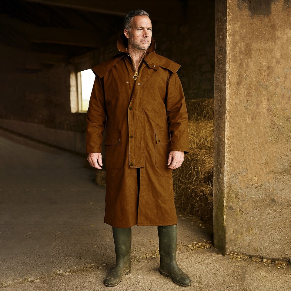 Mens Game Stockman Long Cape Horse Riding Wax Coat / Jacket | eBay