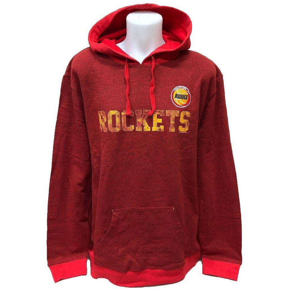 NBA Men's Houston Rockets Hoody Sweatshirt 2X Distressed Hoodie Red ...