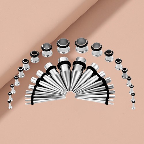 36Pcs Stainless Steel Ear Gauge Taper Plug Expander Stretching Piercing ...