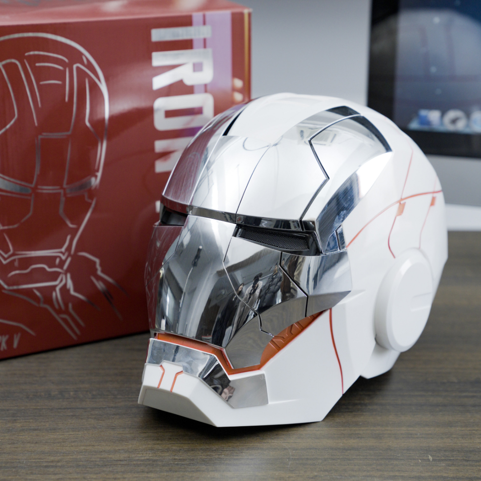 NEW AutoKing Iron Man MK5 Helmet Mask White Silver Plating | eBay