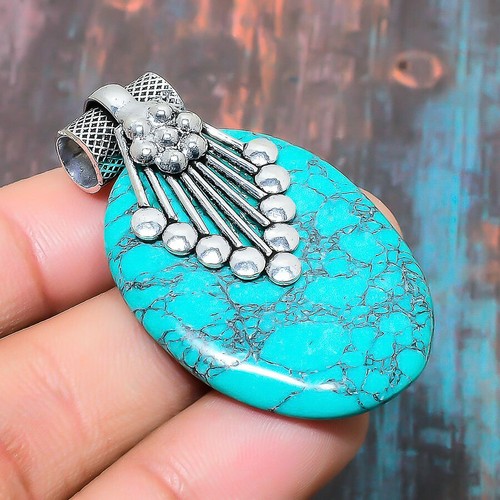 Santa Rosa Turquoise Gemstone Handmade Gift Jewelry Pendant 1.58" W004 ...