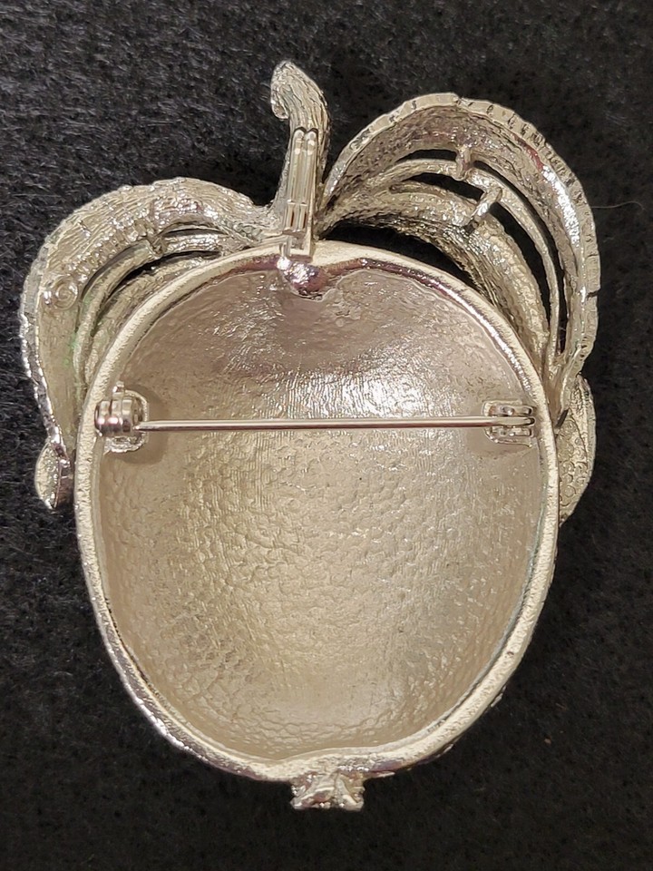 Peach Brooch Lapel Pin Large Size Silver Color Metal | eBay