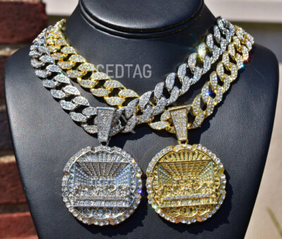 Jumbo Last Supper Pendant, 20" Full Iced Cuban Choker Hip Hop Chain ...