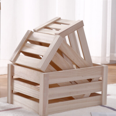 Wooden Crate Boxes Storage Apple Fruit Plain Wood Box Craft Crates ...