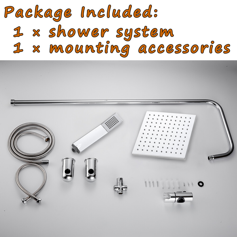 RAINFALL SHOWER KIT TWIN HEAD CHROME FIXED HEAD RISER RAIL WITH BATH ...