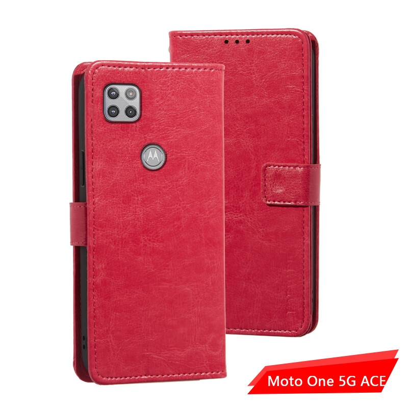 For Moto One 5G ACE Flip Case Shockproof Leather Wallet Phone Case ...