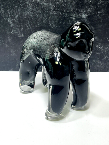 Murano Art Glass Silverback Gorilla Animal Monkey Primate Baboon Ape ...