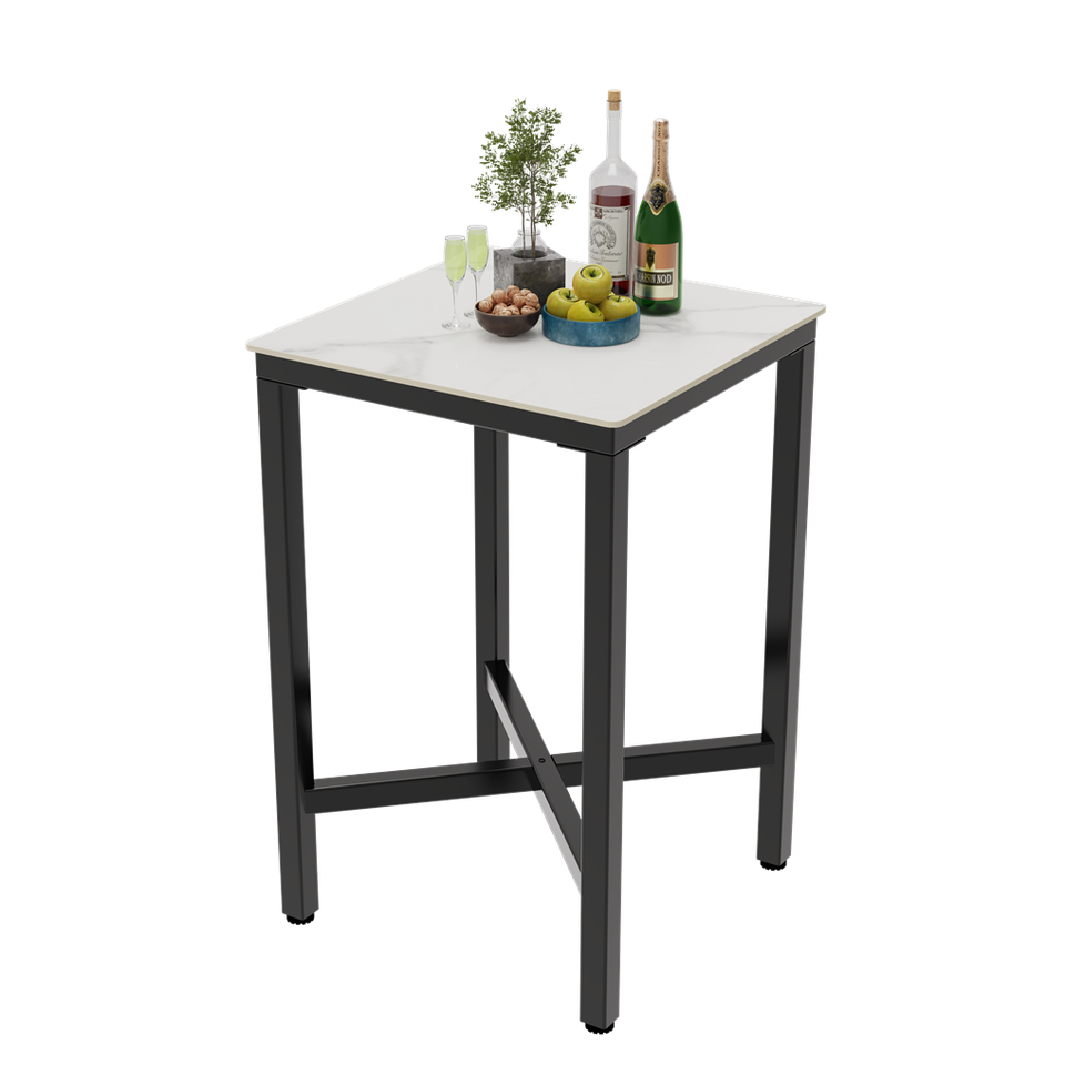 Modern Square High Heavy Duty Marble Bar Table Sturdy Frame Bistro Pub ...