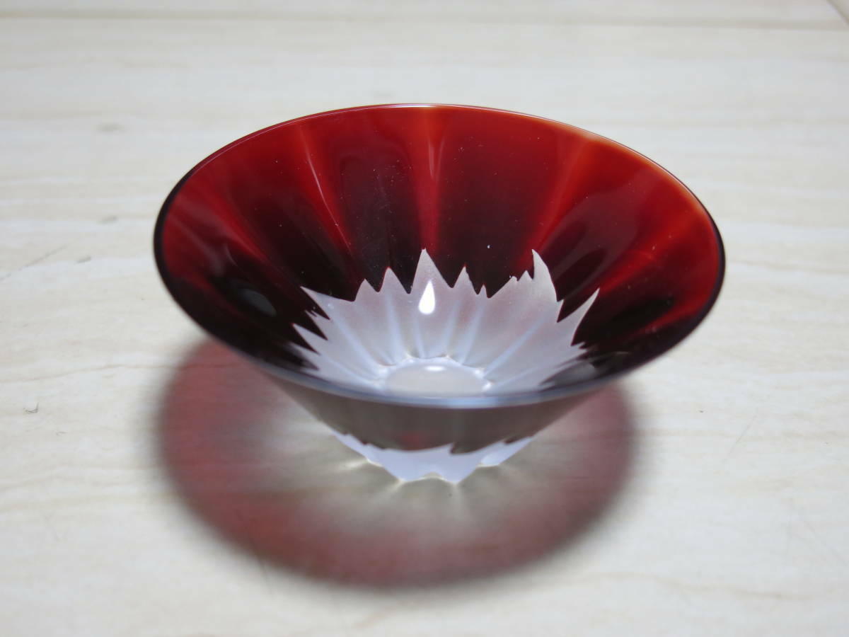 RARE Mt.Fuji Sake Cup Glass Edo Kiriko Pair Set Blue Red Tajima from JAPAN | eBay