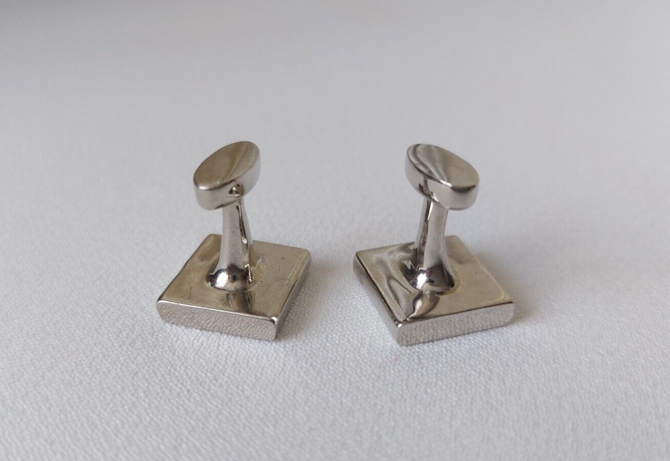 Modern Polished Steel Fixed Back Cufflinks | eBay UK