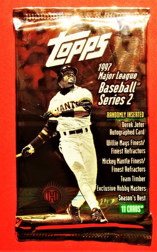 1 1997 Topps SERIES 2 BASEBALL PACK 11 Factory Sealed Cards Derek Jeter ...