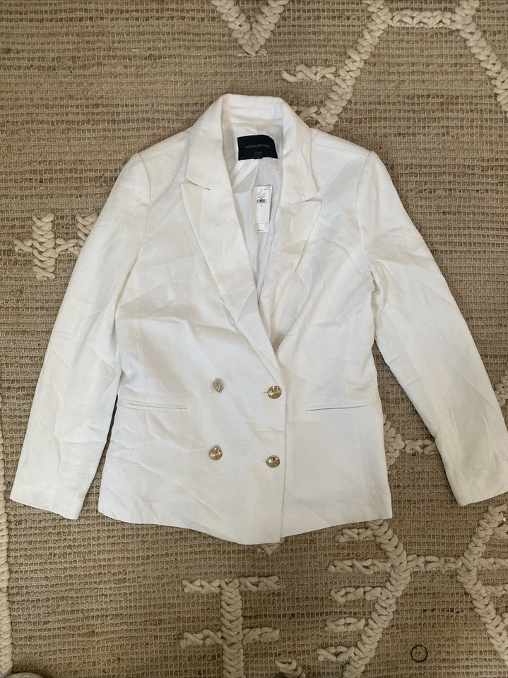 NWT Banana Republic Double Breasted Textured Cotton Blazer Captain Size ...