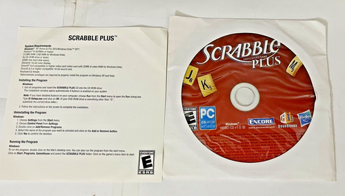 SCRABBLE Crossword Plus 2009 PC CD-ROM Software Windows 19080-CD v 1.0 ...