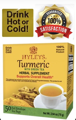 HYLEYS Tea Original Green Tea with Turmeric Herbal Supplement, 50 ct | eBay