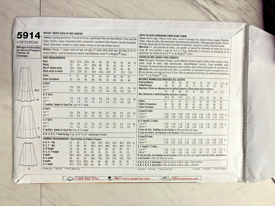 Women's Sewing Pattern Uncut Sz 14-22 Simplicity 5914 NEW 6 Variation ...