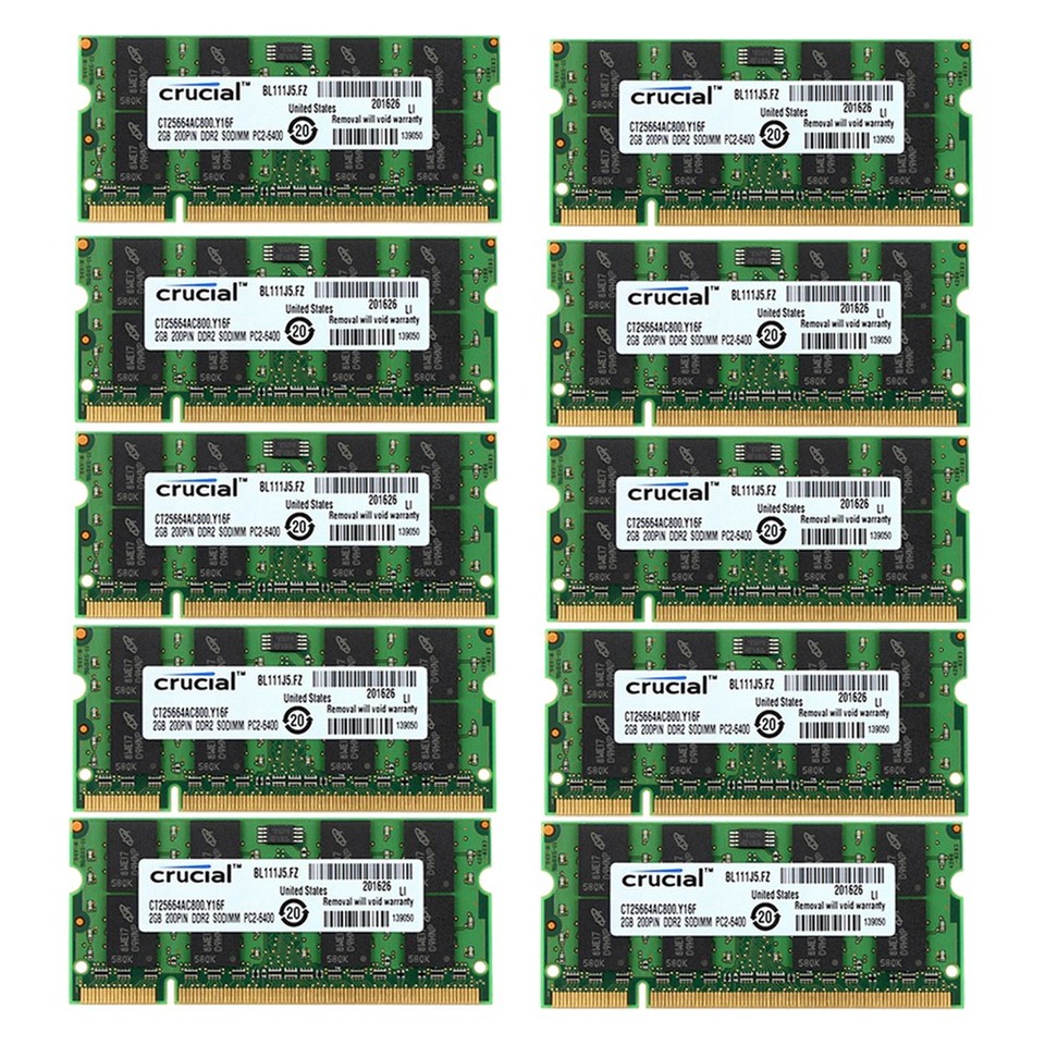 Crucial 16GB 8GB 4GB 2GB DDR2 800MHz PC2-6400S 1.8V Laptop Memory ...