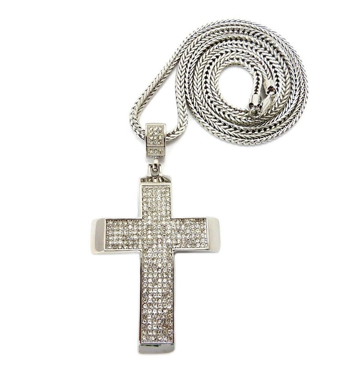 Crystal Rap Style Hip Hop Necklace Cross Pendant Jesus Religious ...