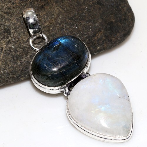 Rainbow Moonstone Fiery Labradorite Pendant 2.2" Aesthetic Jewellery GW ...