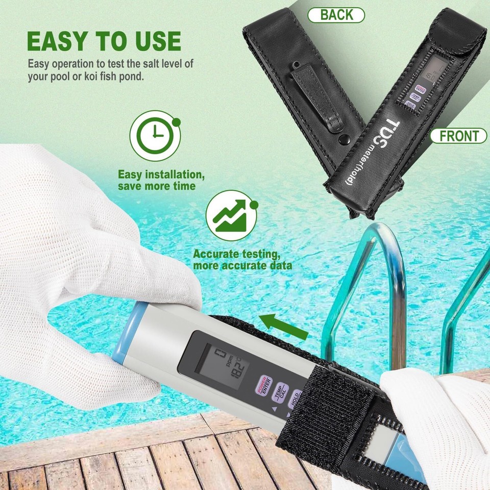 SALT-3050 Waterproof Salinity NaCl Salt Meter Tester for Saltwater Pool ...