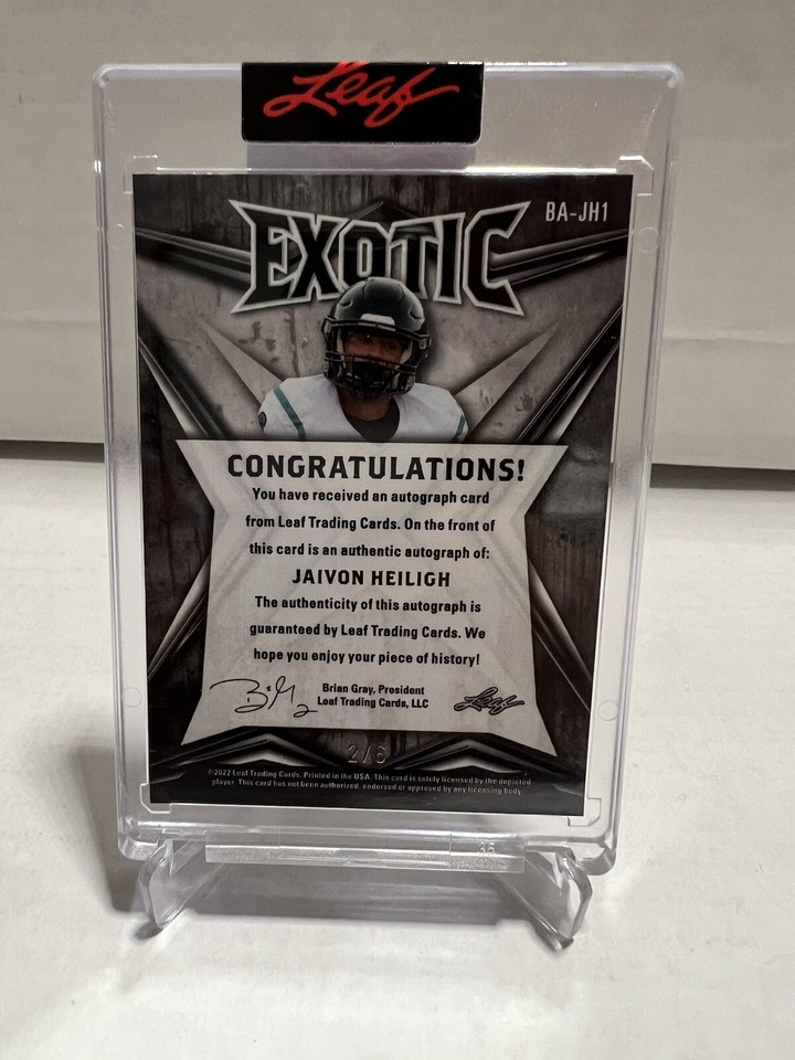 2022 Leaf Exotic Jaivon Heiligh Autograph Auto /6 Elephant Mosaic | eBay