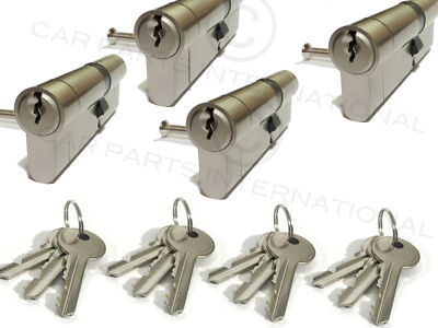 4 x Secure Euro Door Locks 30/30 NICKEL Finish Keyed Alike 3 Keys Per ...