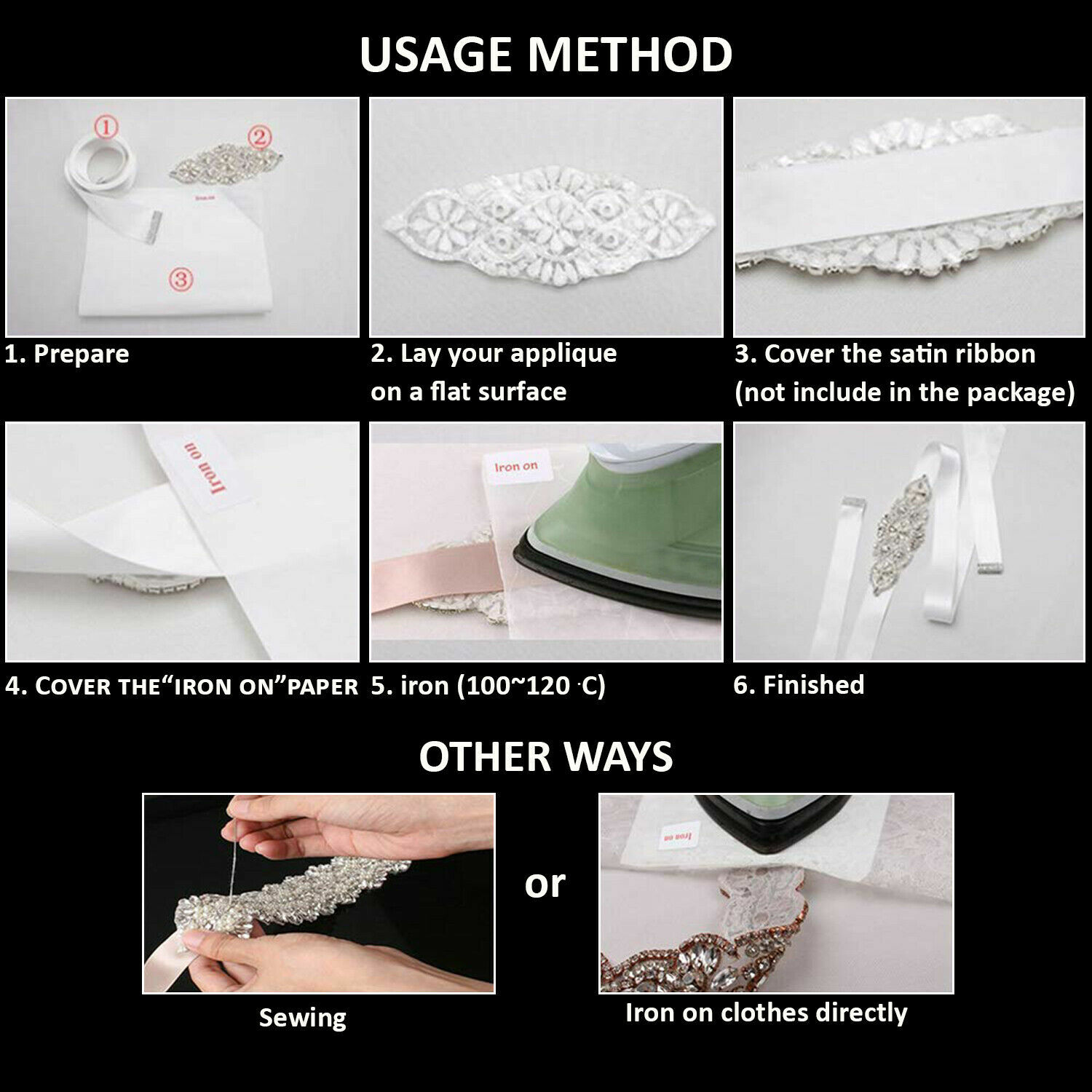 Strass Cristal Motif Argent Perle Applique Fête Robe 140mm x 50mm | eBay