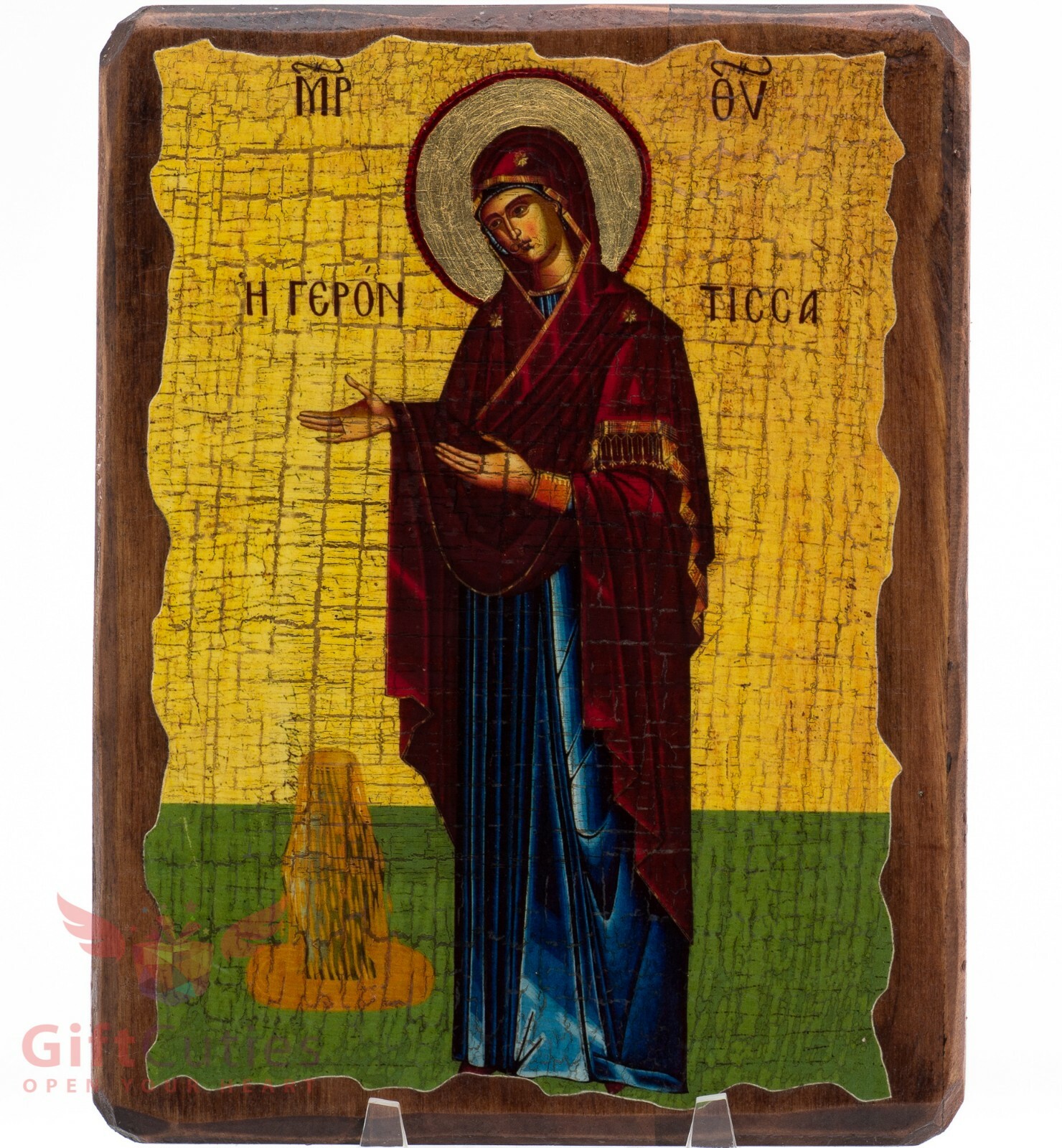 Wooden Icon of Virgin Mary God's Mother Gerontissa Икона Геронтисса Б.М ...