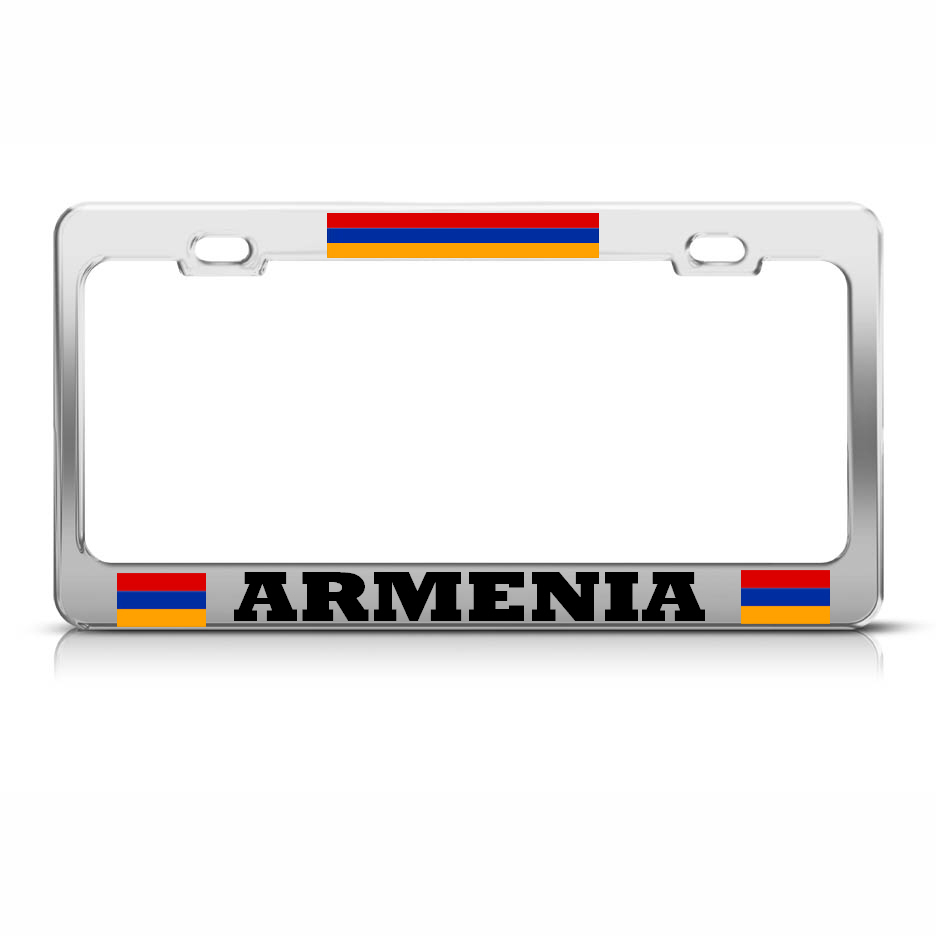 ARMENIAN FLAG Chrome License Plate Frame FLAG ARMENIAN PRIDE AUTO SUV ...