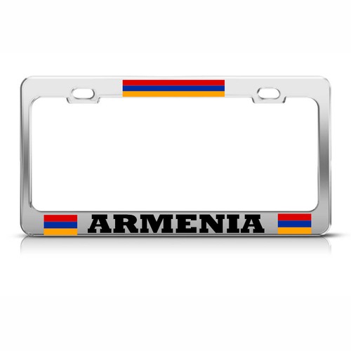 ARMENIAN FLAG Chrome License Plate Frame FLAG ARMENIAN PRIDE AUTO SUV ...