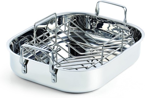 Stainless Steel 14x12-Inch Roaster with Rack, Rectangular - Oven Safe ...