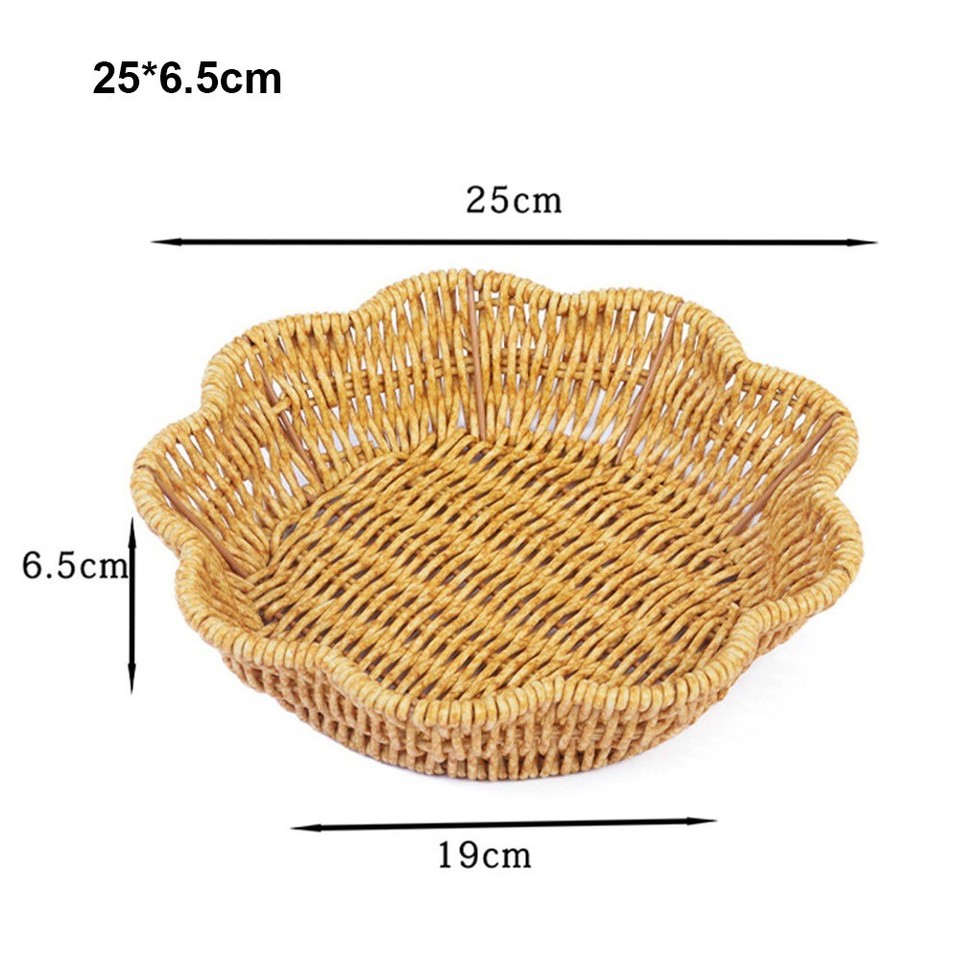 Retro Woven Storage Rattan Woven Tea Tray Wedding Candy Flower Storage ...