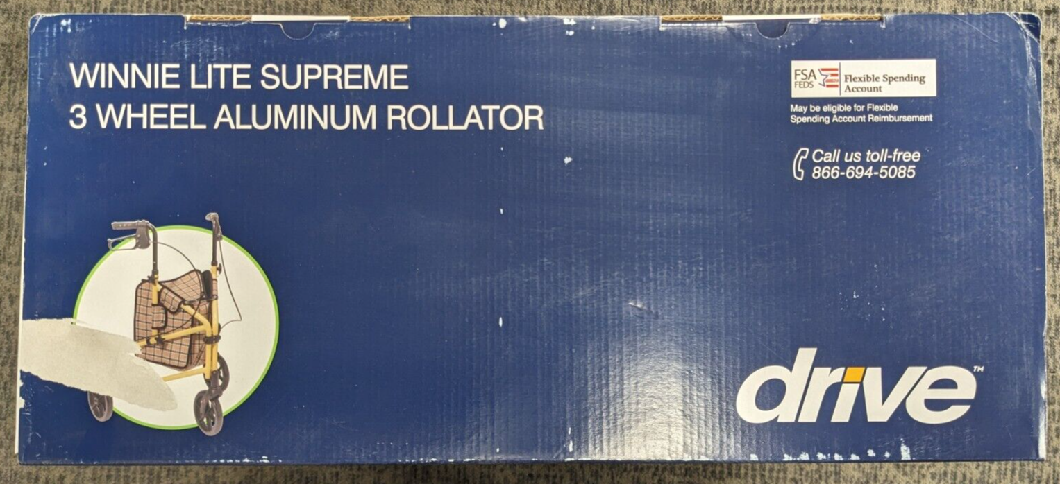 Drive Medical Winnie Lite Supreme 3 Wheel Rollator Rolling Walker, Tan ...