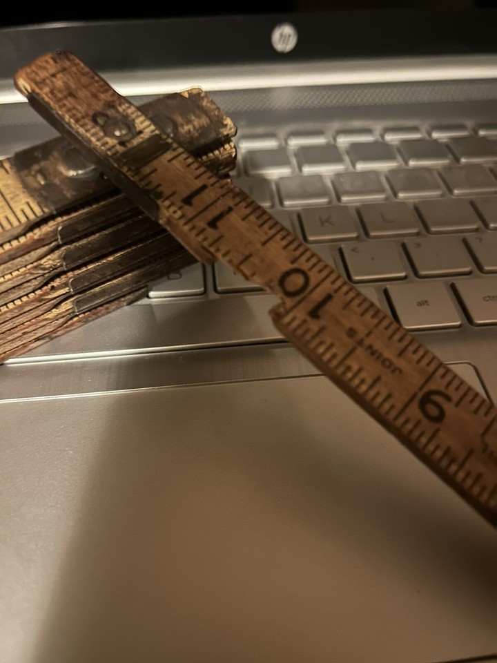 Vintage Extension Rule 72" Brass Slide Folding Wood Ruler Made In USA ...