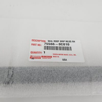 Genuine OEM Toyota 75566-0C010 Passenger RH Roof Drip Side Molding 07 ...