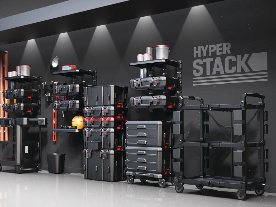 Hyper Stack Heavy Duty 3 Piece Modular Rolling Toolbox System, Black | eBay