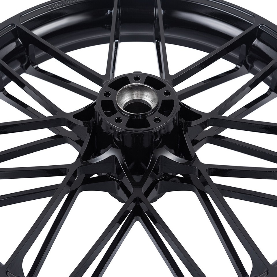 Sleek Double-Spoke Wheel 21 inch All Black Front Wheels Fits 09+ Halrey ...