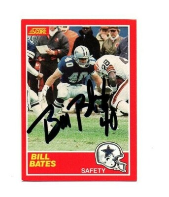 Bill Bates signed autograph 1989 Score football card Dallas Cowboys ...