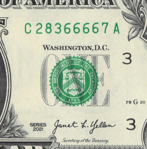 Four in a Row 6s Fancy Serial Number One Dollar Bill Quad C28366667A | eBay