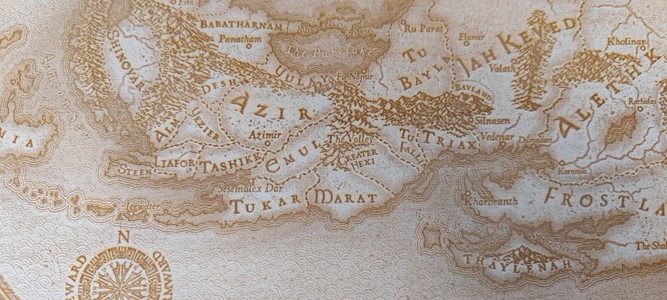 Laser engraved map of Roshar v2 from The Stormlight Archive by B ...