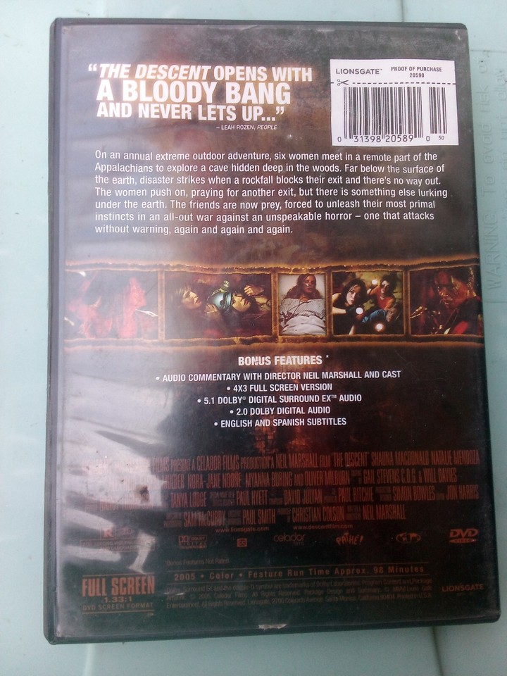 The Descent DVD Movie Horror Full Screen | eBay