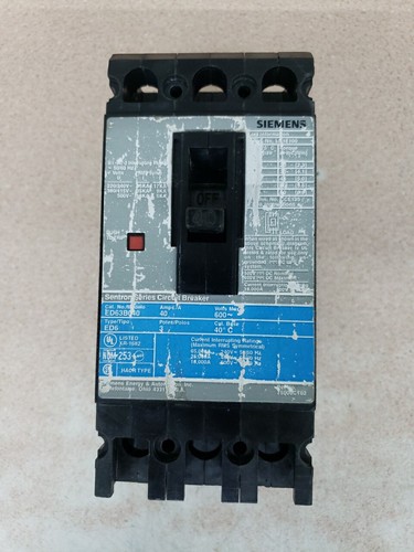 SIEMENS ED63B040 Sentron Series Circuit Breaker 40 Amp 600 Volt 3 Pole ...